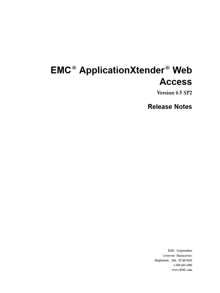 Applicationxtender Web Access 6 5 Sp2 Release Notes Pdf Microsoft Office World Wide Web