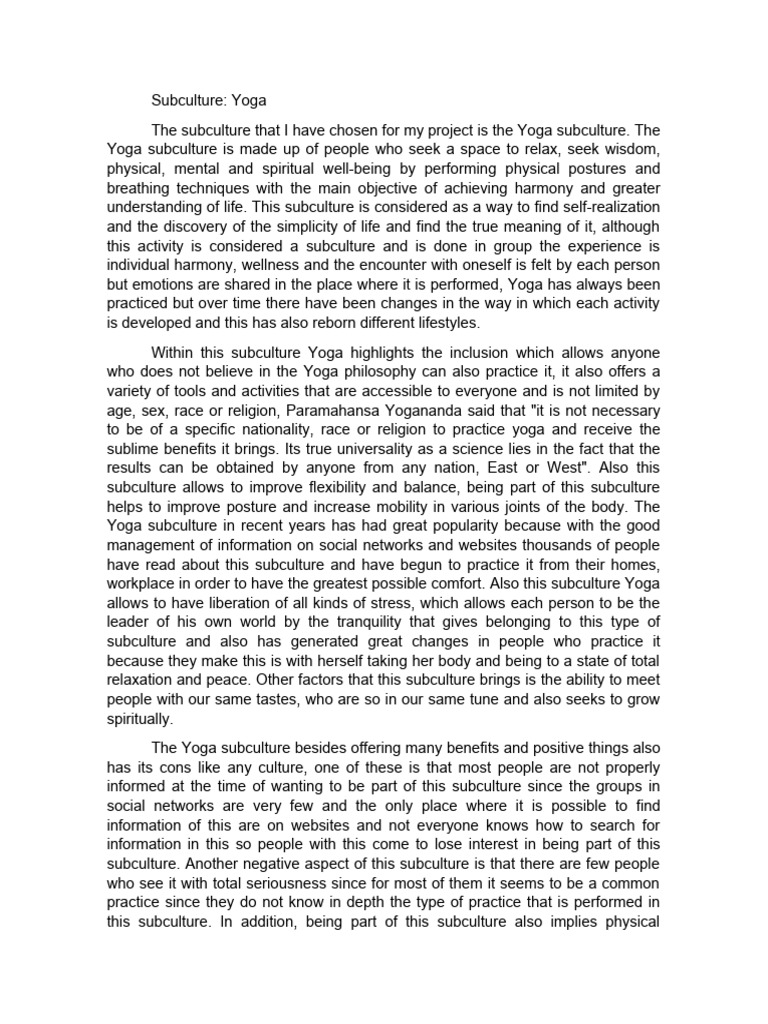 The Report of Your Subculture. | PDF | Yoga | Asana