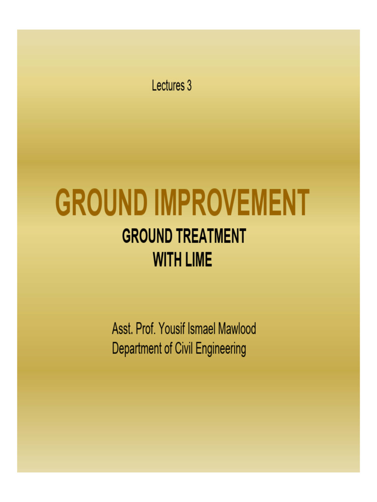 Lecture 3 Ground Treatment With Lime | PDF | Soil | Road Surface