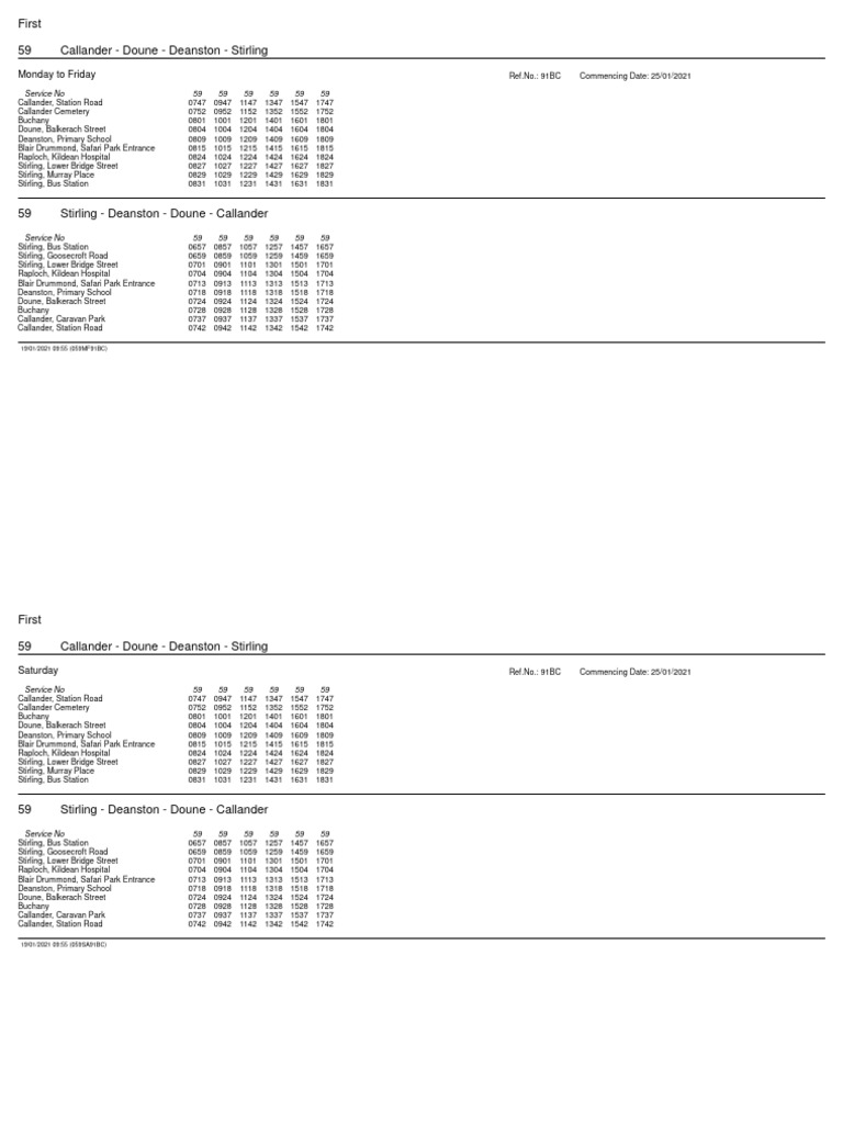 First Midland 59 Timetable PM3-479 210125 | PDF