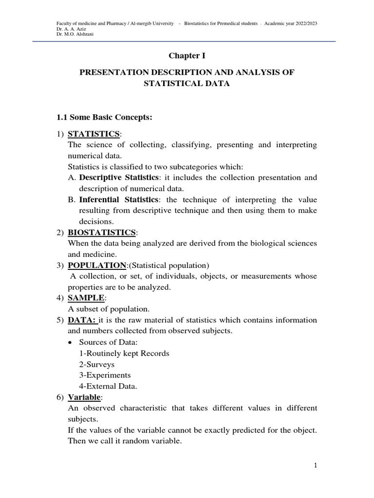 Biostatistic Chpt.1 | PDF | Statistics | Sampling (Statistics)