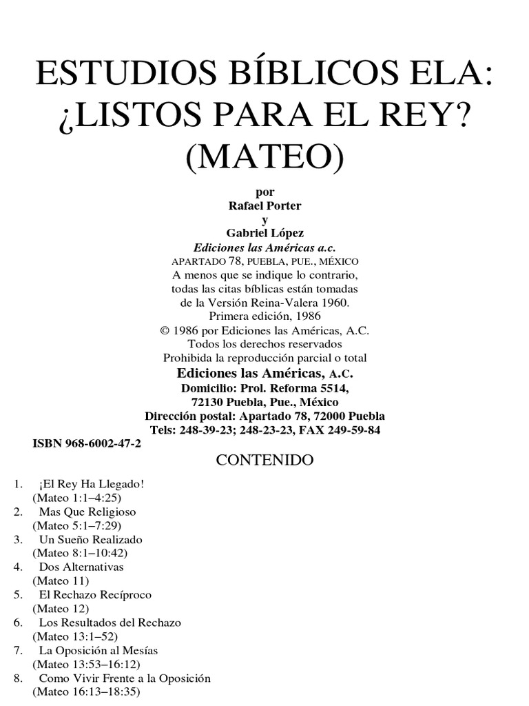 Estudios Biblicos ELA - Listo para El Rey - Mateo | PDF | Jesús | Mesías