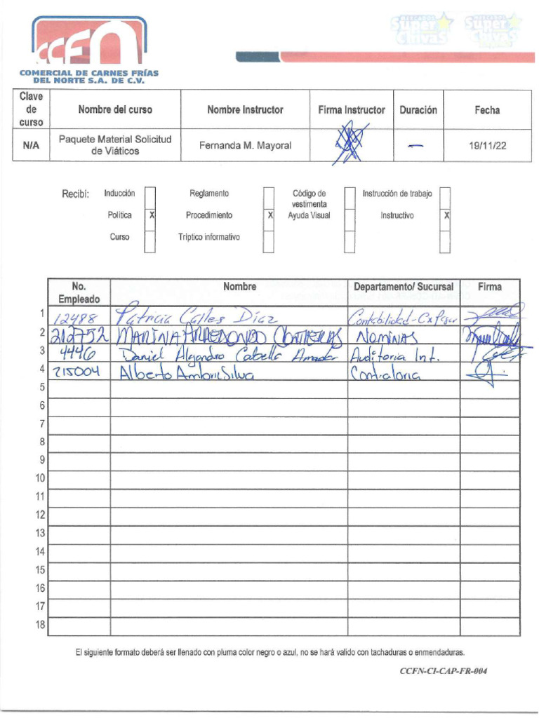 Lista de Cap Viáticos | PDF