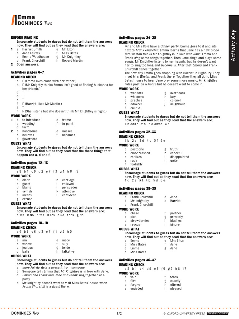 Emma Act Keys | PDF | Emma (Novel) | Novels About Nobility