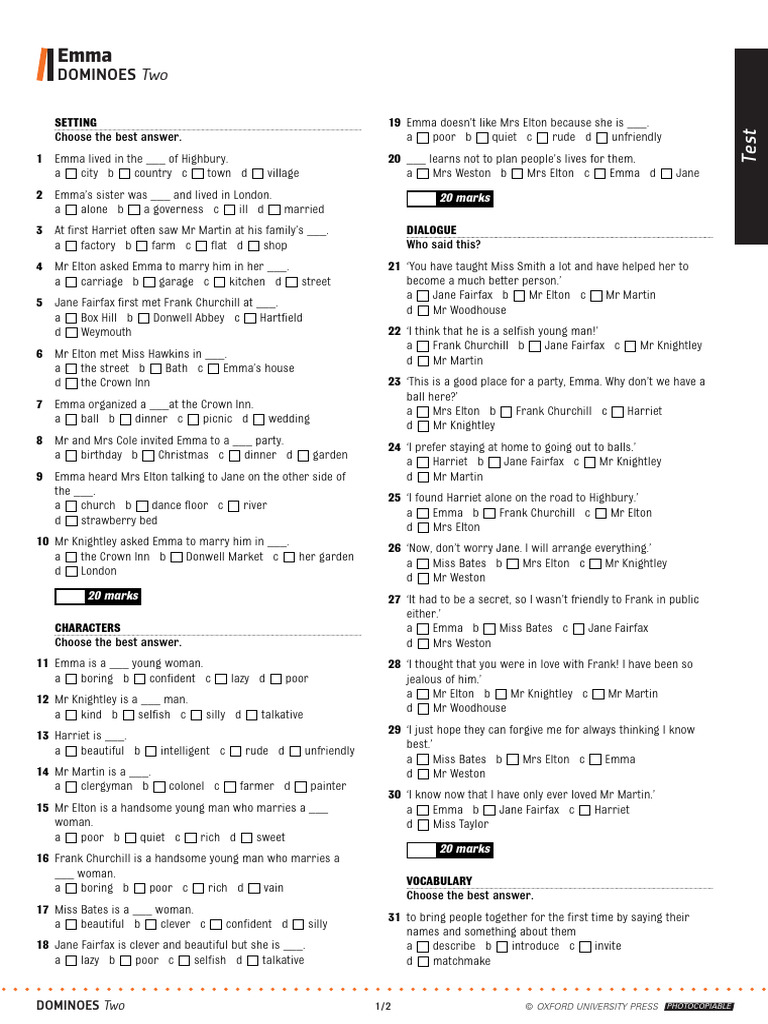 Emma Test | PDF | Emma (Novel)