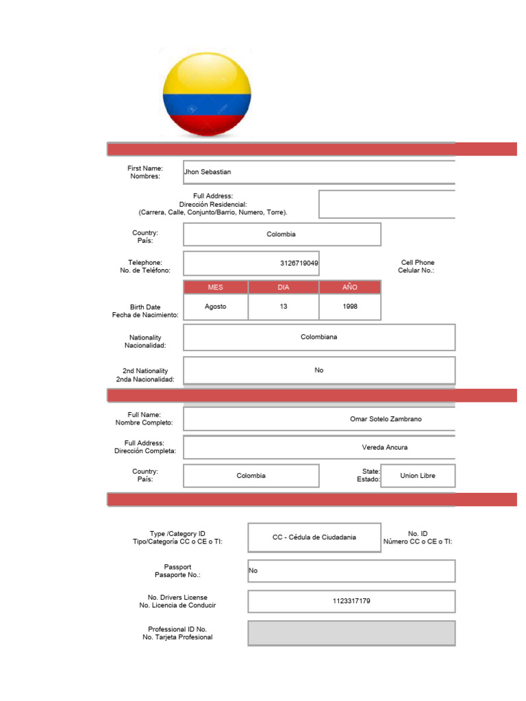Candidate Registration Form - Colombia 2022 Sebas | PDF | Instituciones ...