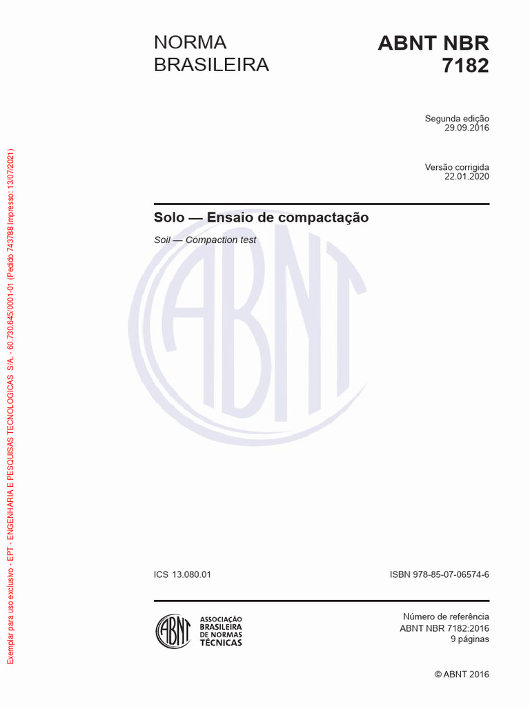 Ensaio de Compactação de Solos NBR 7182 | PDF | Ciências Físicas