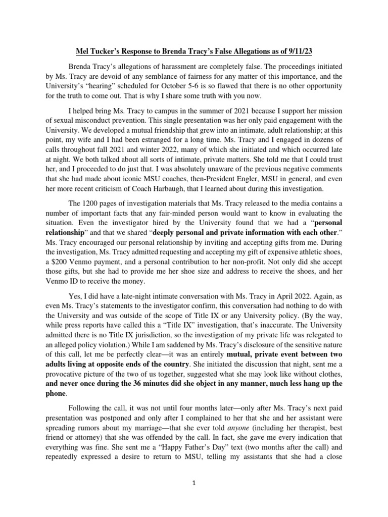 Justice for Mel Tucker: Response to Allegations | PDF | Justice | Crime ...