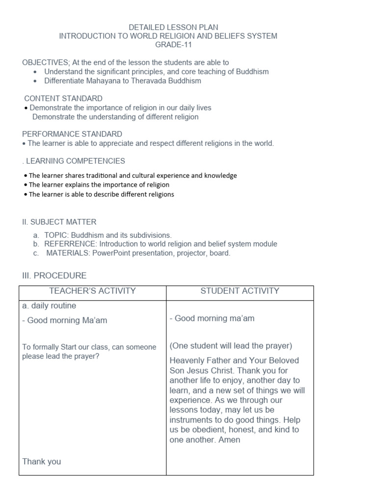 Detailed Lesson Plan | Download Free PDF | Mahayana | Bhikkhu