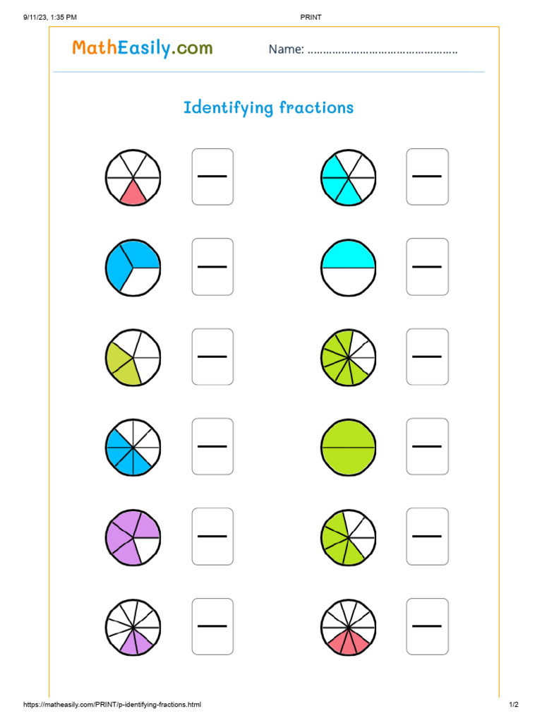 Identifying Fractions Guide | PDF