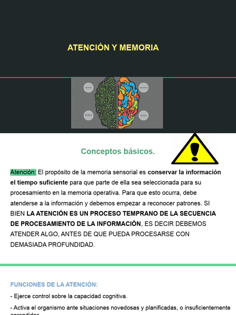 Atención y Memoria: Conceptos Clave | PDF | Memoria | Atención