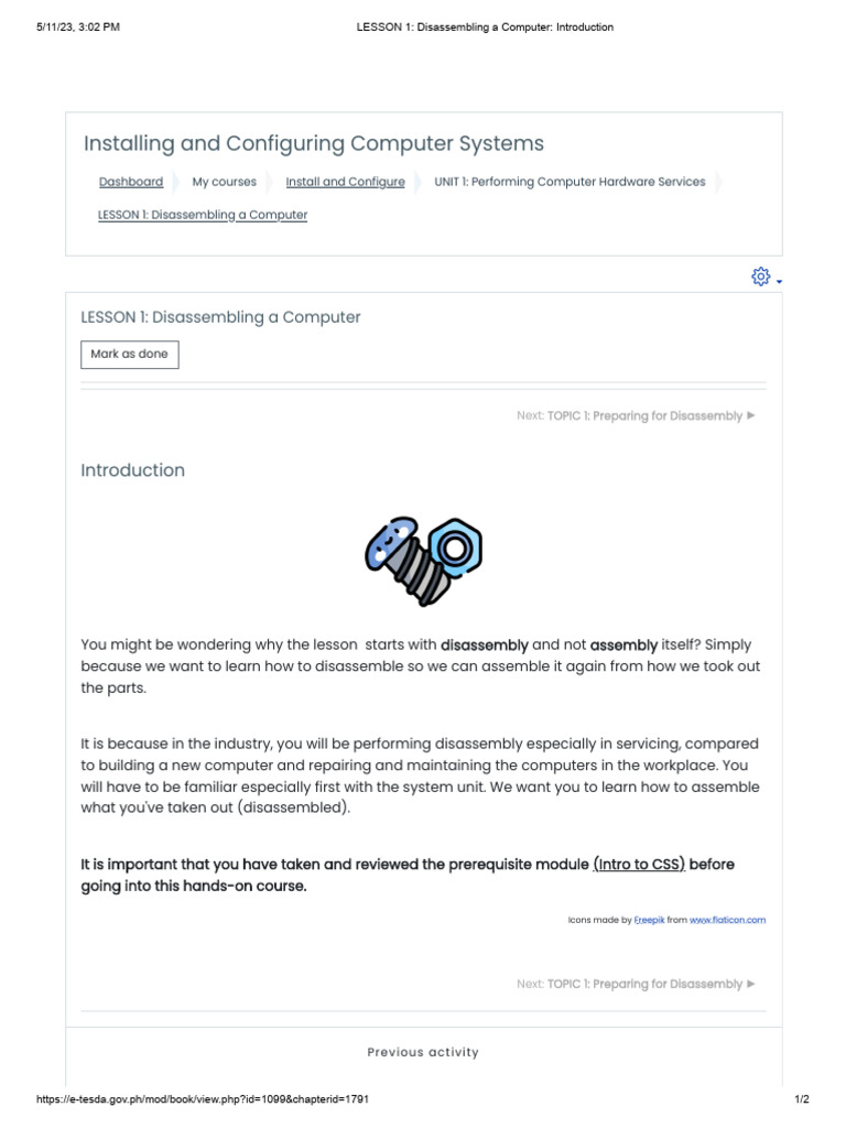 Lesson 1 Disassembling A Computer Introduction Pdf Information And Communications