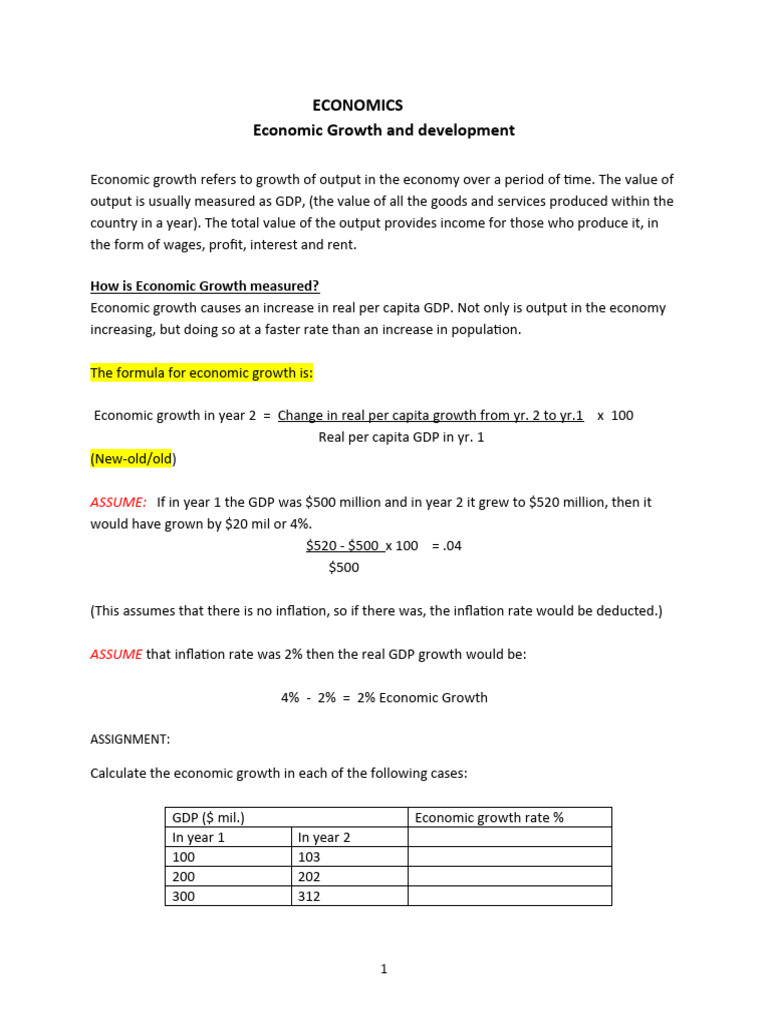 Economic Growth Notes | PDF | Economic Growth | Gross Domestic Product