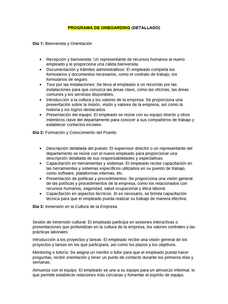 Programa de Onboarding | Descargar gratis PDF | Gestión de recursos humanos | Business