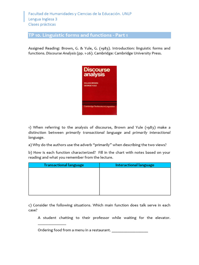 TP 10 | PDF | Human Communication | Linguistics