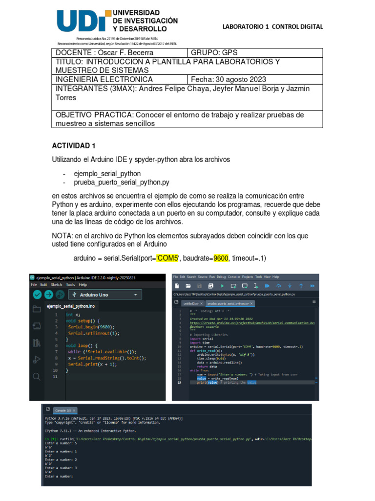 Laboratorio 1 Introduccion A Python | PDF | Arduino | Ciencias de la ...