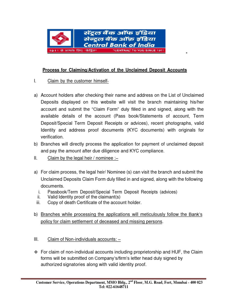 Cbi Deaf Claim - Process | PDF