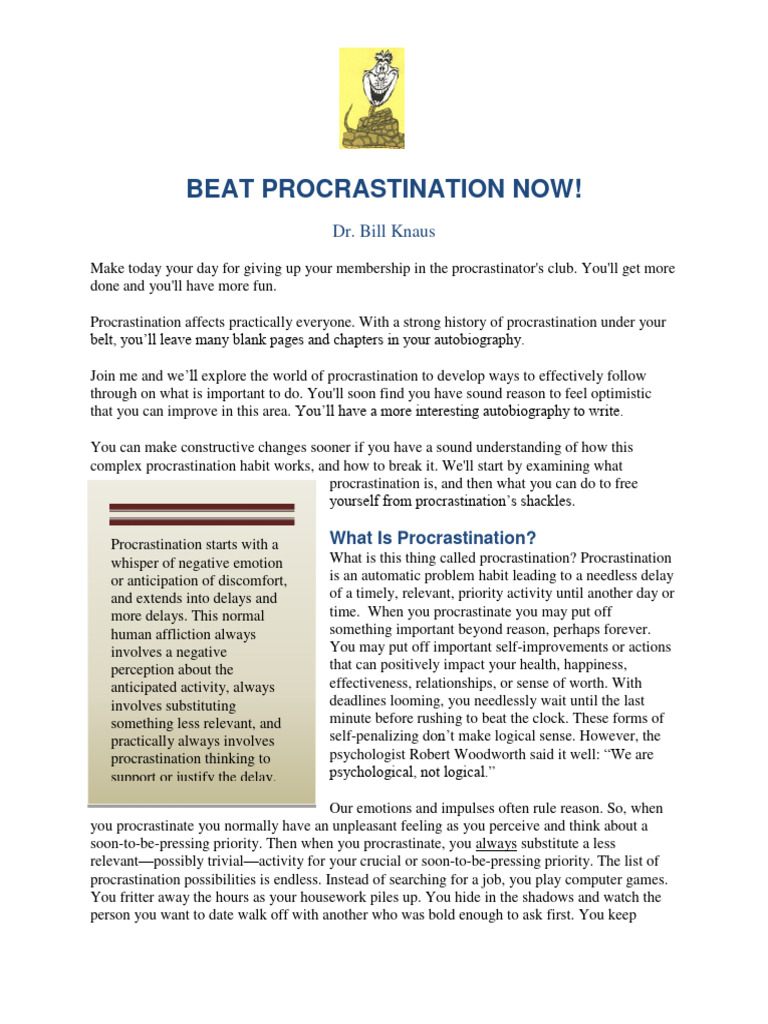 Beat Procrastination Now | PDF | Professional Skills | Procrastination