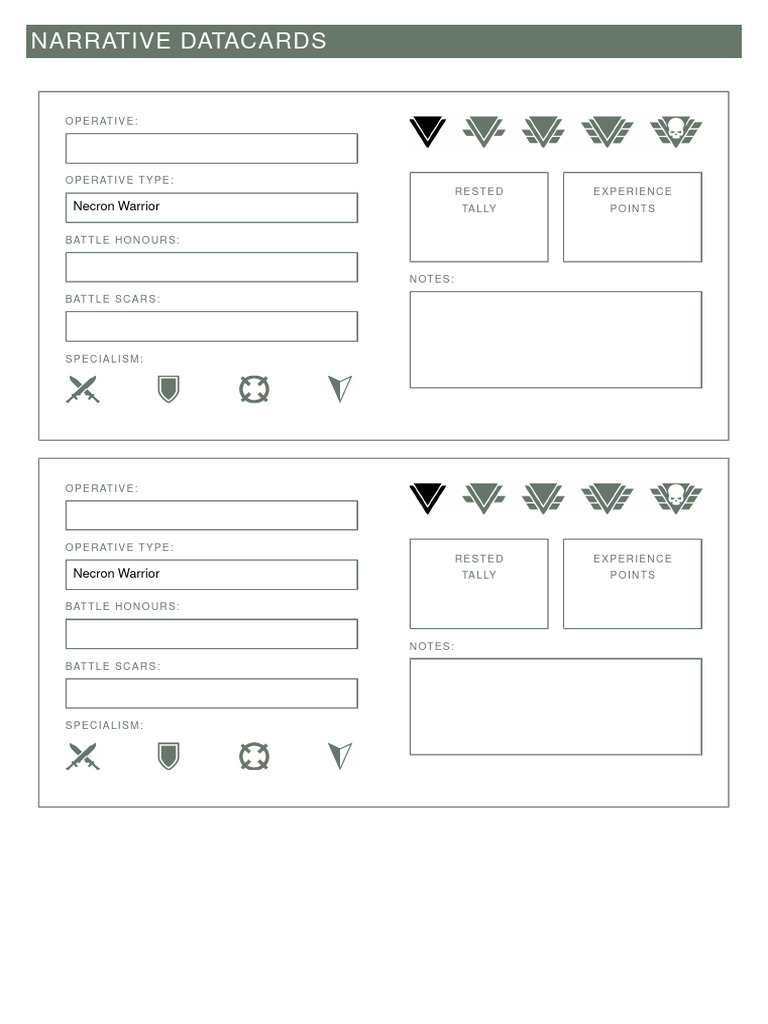 Necron Kill Team Campaign Cards | PDF