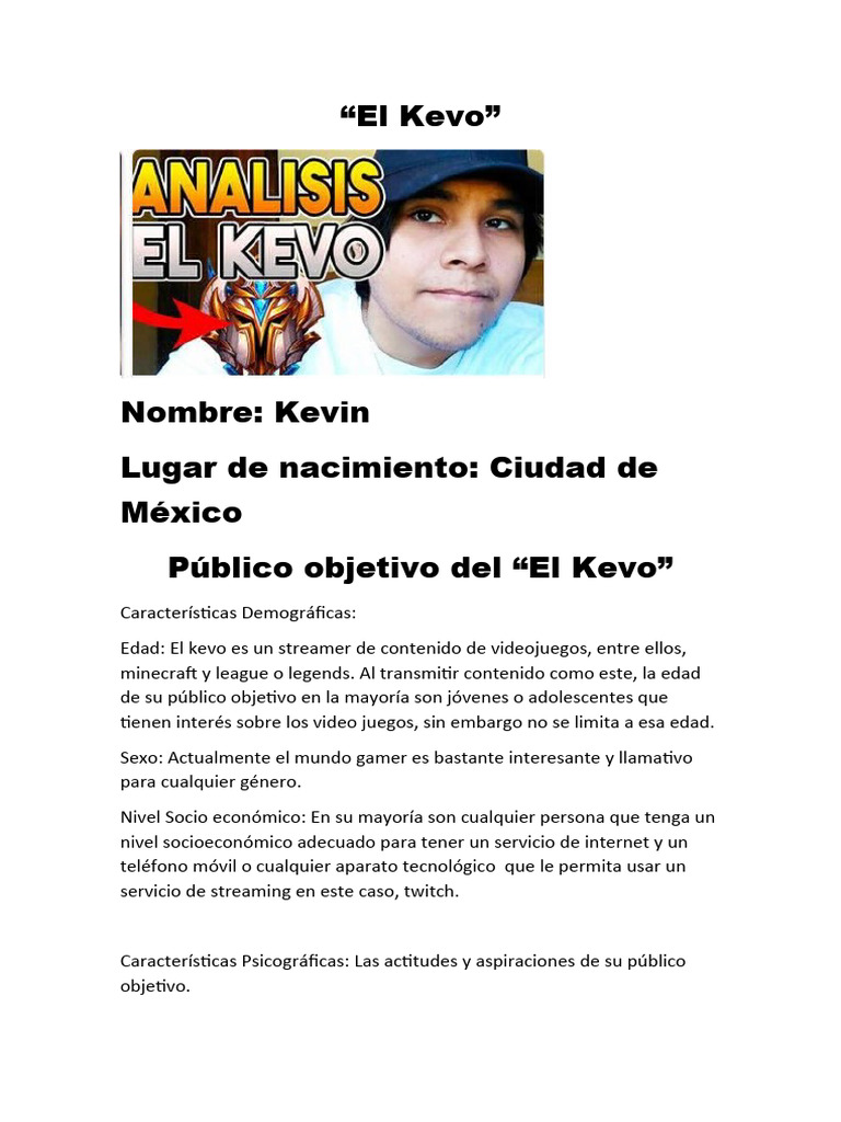 El Kevo: Streamer de Videojuegos en México | PDF