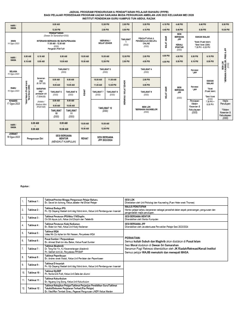 Terkini Jadual PPPB Pismp Jun 2023 | PDF