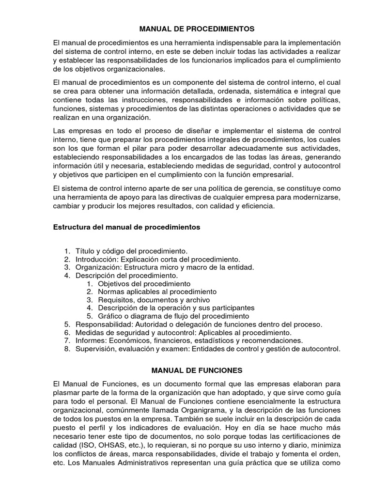 Manual de Procedimientos y Funciones | PDF | Contabilidad | Business