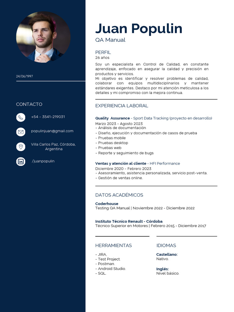 Currículum Corporativo Minimalista Azul Marino | PDF | Informática