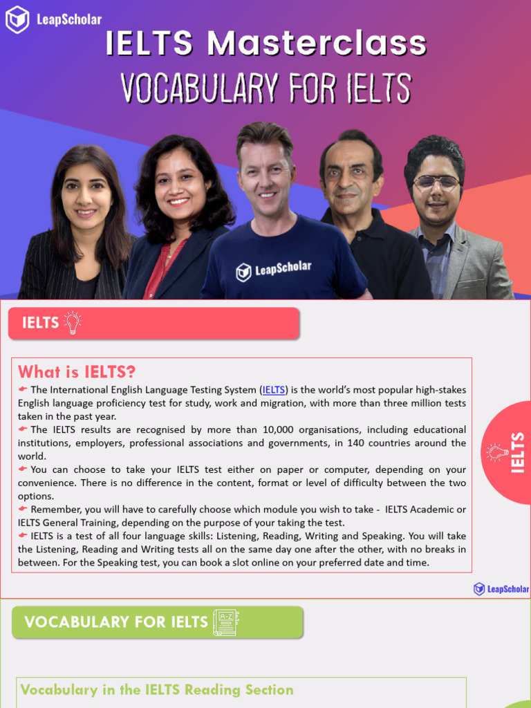 IELTS Vocabulary Mastery Guide | PDF | International English Language ...