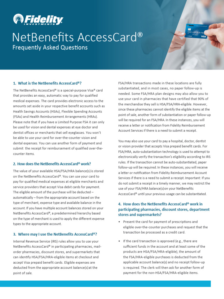 FSRS NetBenefits AccessCardSM FAQS | PDF | Credit Card | Point Of Sale