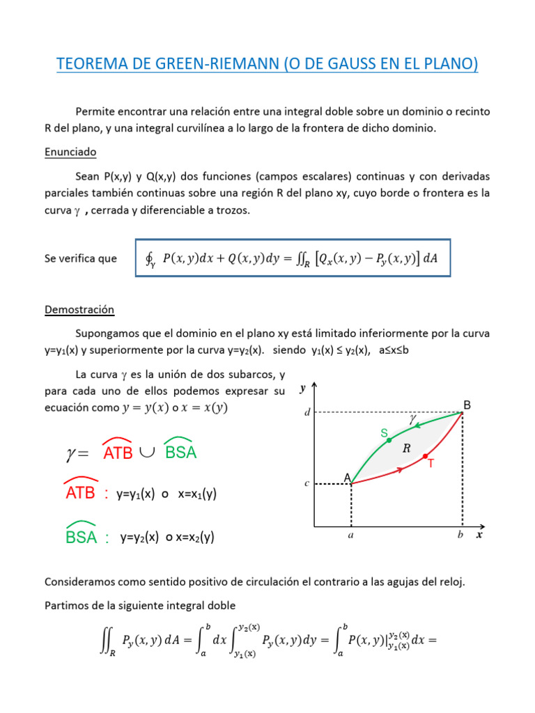 Teorema de Green Riemann | PDF | Integral | Vector Euclidiano