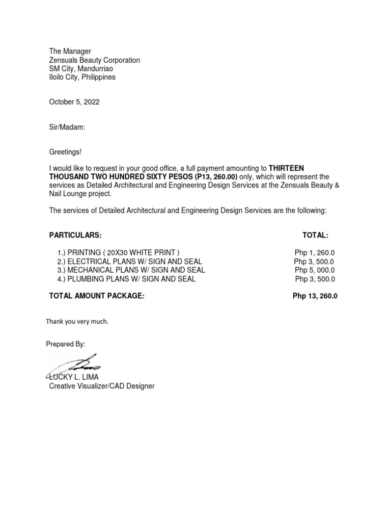Tech Drawings & 3d Visuals Services - Billing Statement 2 | PDF