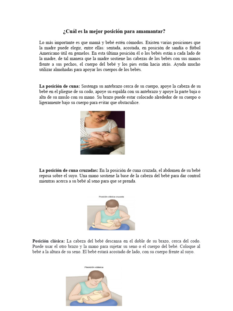 Mejores posiciones para amamantar cómodamente | PDF | Pecho