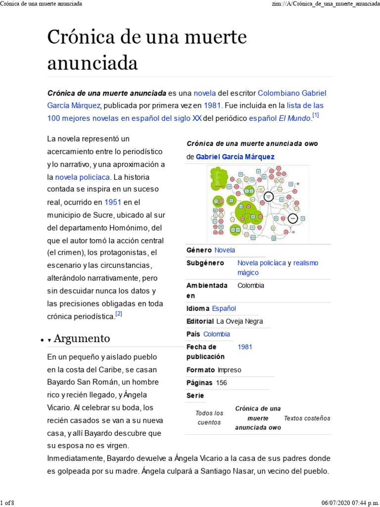 Crónica de Una Muerte Anunciada | PDF