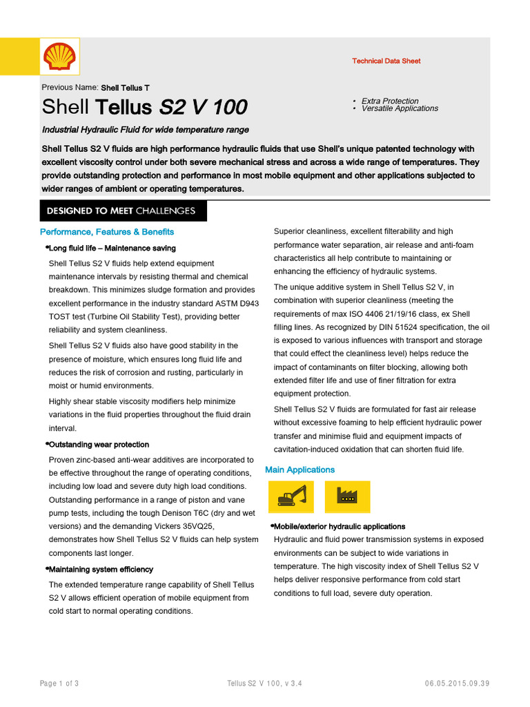 Shell Tellus S2 V 100 | Download Free PDF | Viscosity | Motor Oil