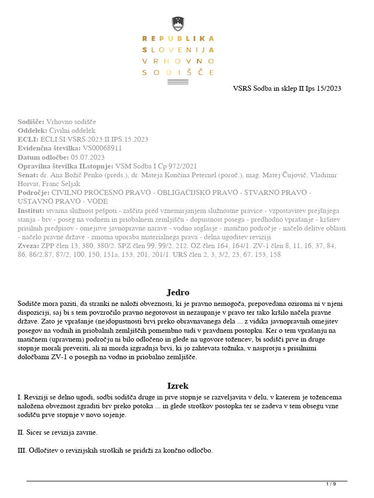 VSRS Sodba in Sklep II Ips 15 2023-05.07.2023 | PDF VSRS Sodba in Sklep II Ips 15 2023-05.07.2023 | PDF