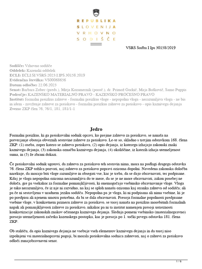 VSRS Sodba I Ips 30158 2019-22.06.2023 | PDF VSRS Sodba I Ips 30158 2019-22.06.2023 | PDF