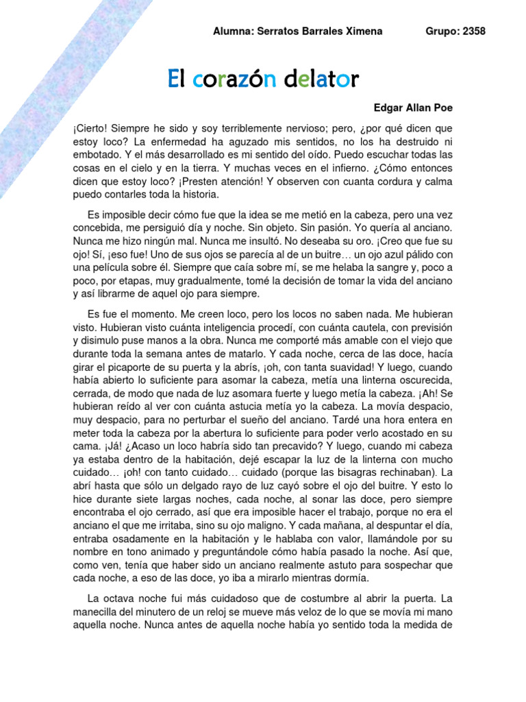 EL CORAZÓN DELATOR - Edgar Allan Poe | PDF