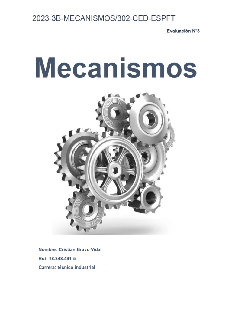 Mecanismos Evaluacion N°2 | PDF | Engranaje | Eje