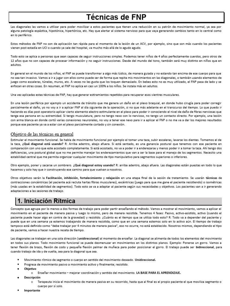 FNP, Técnicas | PDF | Contracción muscular | Músculo esquelético