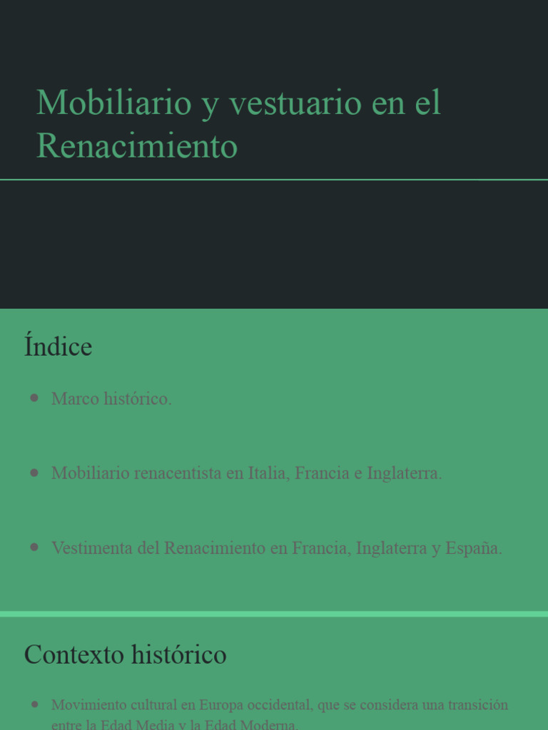 Mobiliario y Vestuario en El Renacimiento | PDF | Ropa | Renacimiento