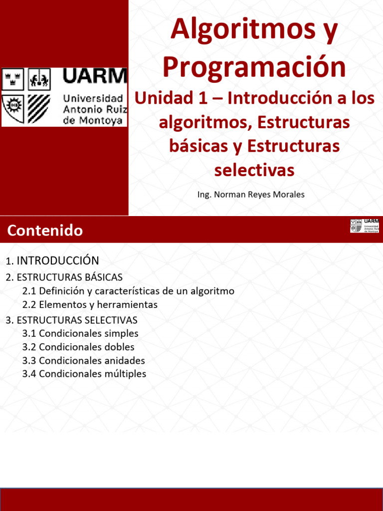 01 - 01 AlgProg - Introducción A Los Algoritmos, Estructuras Básicas y Estructuras Selectivas ...