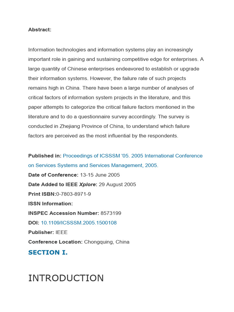 Critical Failure Factors in IS Projects | PDF | Enterprise Resource ...