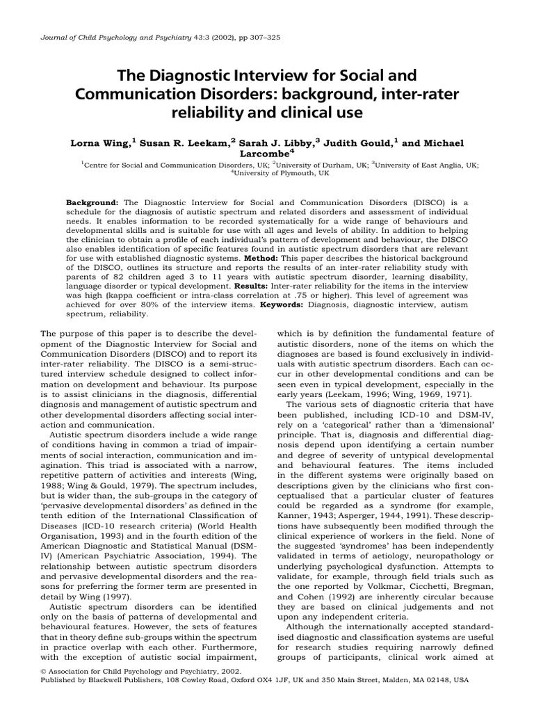 Disco | PDF | Autism Spectrum | Diagnostic And Statistical Manual Of ...