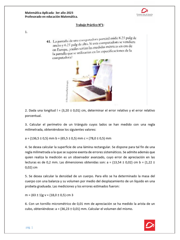 TP N°1 Matemática Aplicada-Saavedra-2023 | PDF