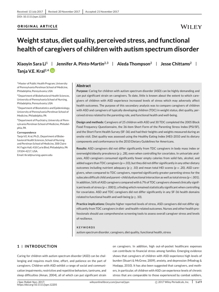 Weight Status, Diet Quality, Perceived Stress and Functional Health of ... Weight Status, Diet Quality, Perceived Stress and Functional Health of ...