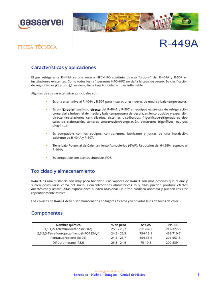 R-449A: Refrigerante Sustituto R-404A | PDF | Química | Gases