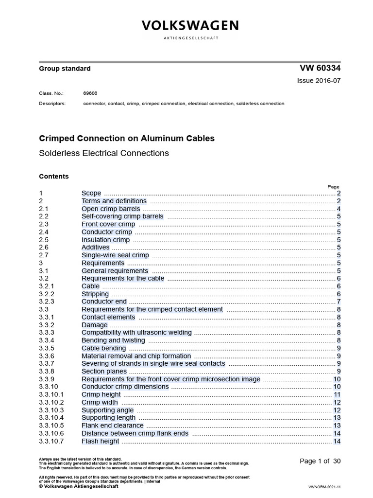 VW 60334 en | PDF | Electrical Connector | Electrical Engineering