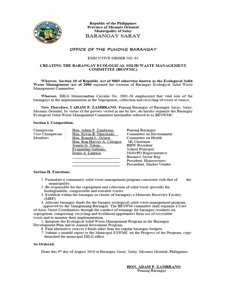 BESWMC | PDF | Waste Management | Environmental Issues