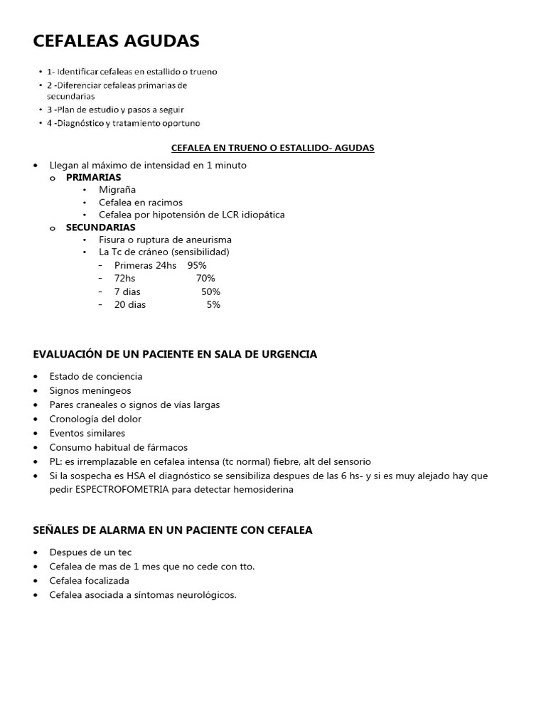 Cefaleas Agudas | PDF | Dolor de cabeza | Neurología