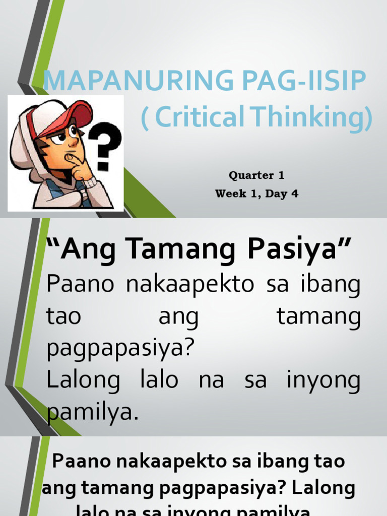Day 4 Mapanuring Pag-Iisip | PDF